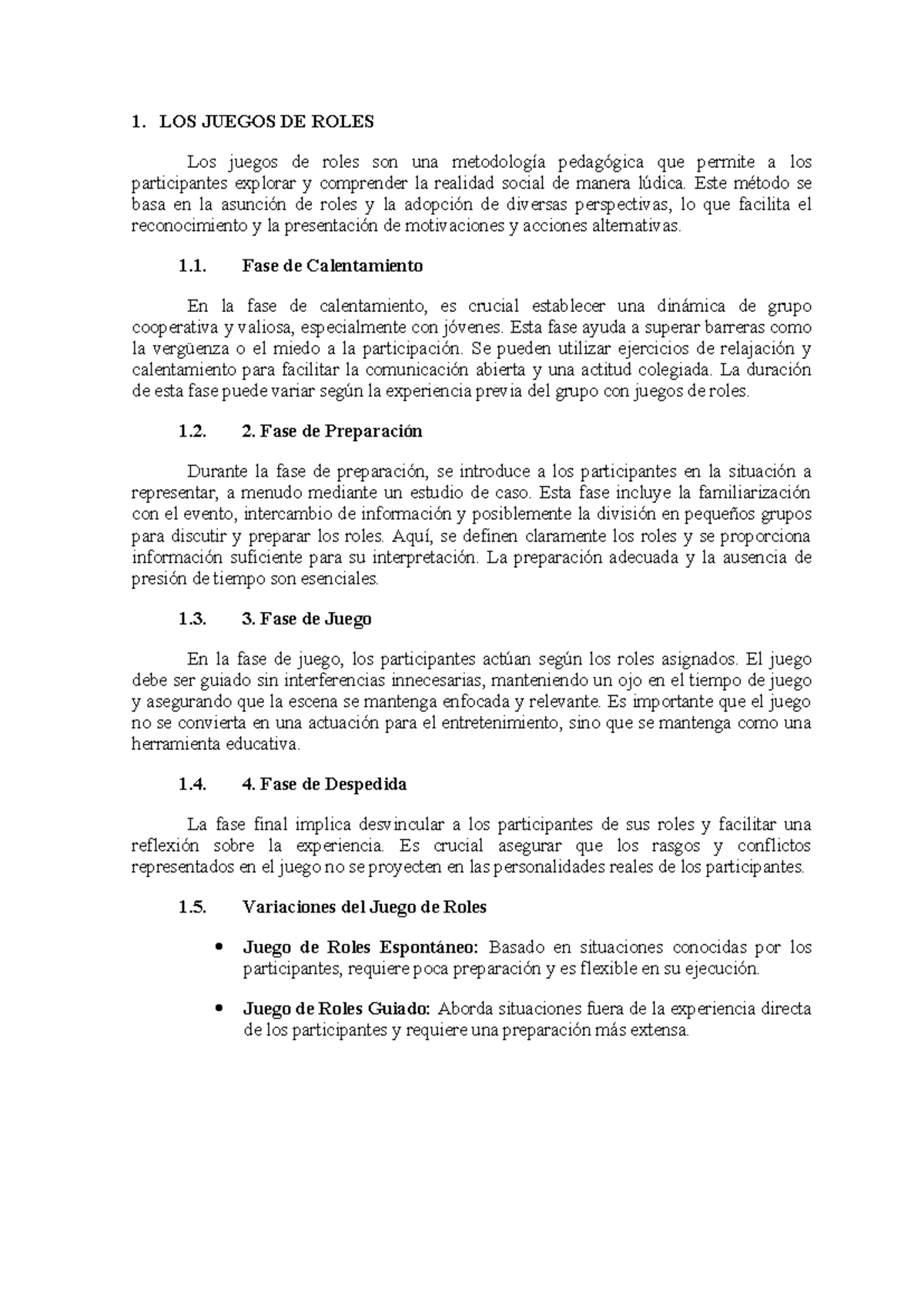 Los Juegos de Roles - 1. LOS JUEGOS DE ROLES Los juegos de roles son ...