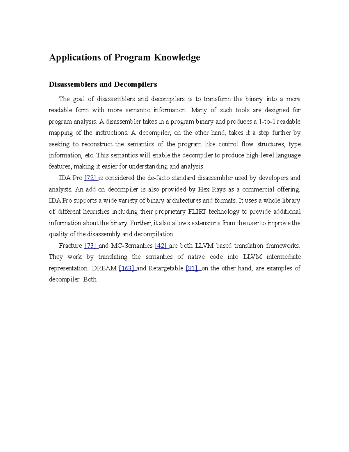 Applications of Program Knowledge - Applications of Program Knowledge Disassemblers and ...