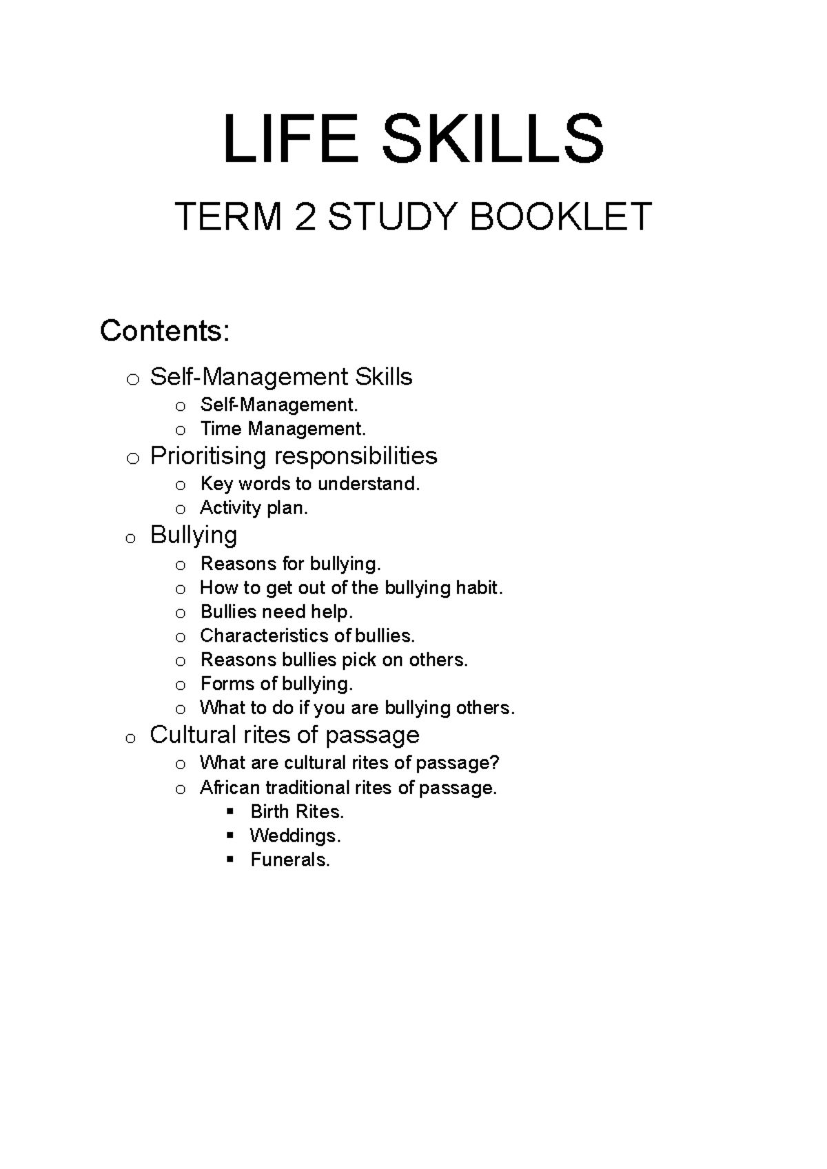 LS Term 2 Study Booklet - Practice - LIFE SKILLS TERM 2 STUDY BOOKLET ...