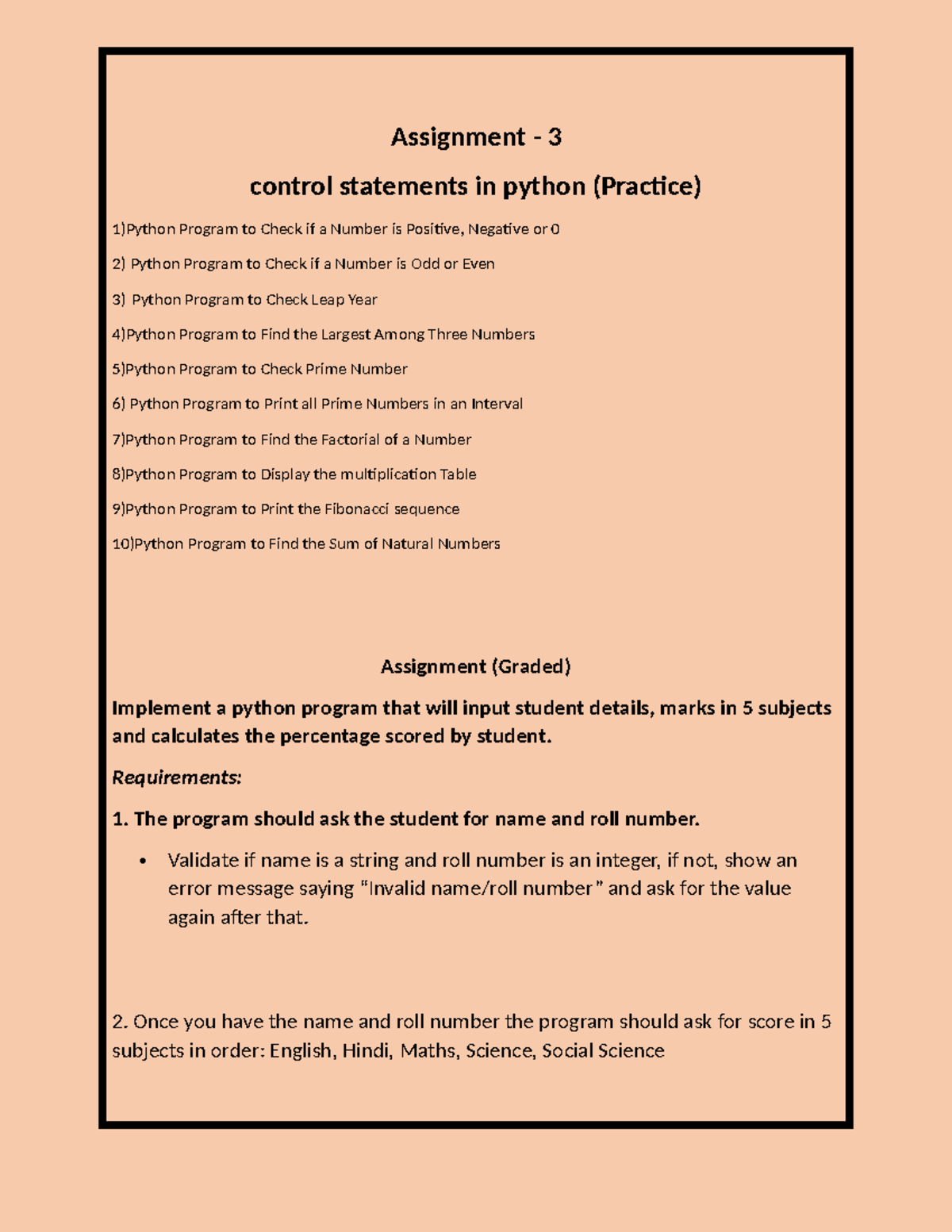 Assignment 3 - please give the notes - Assignment - 3 control ...