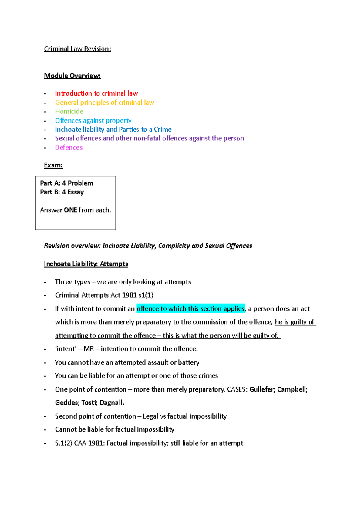 Criminal Law Revision - Criminal Law Revision: Module Overview ...
