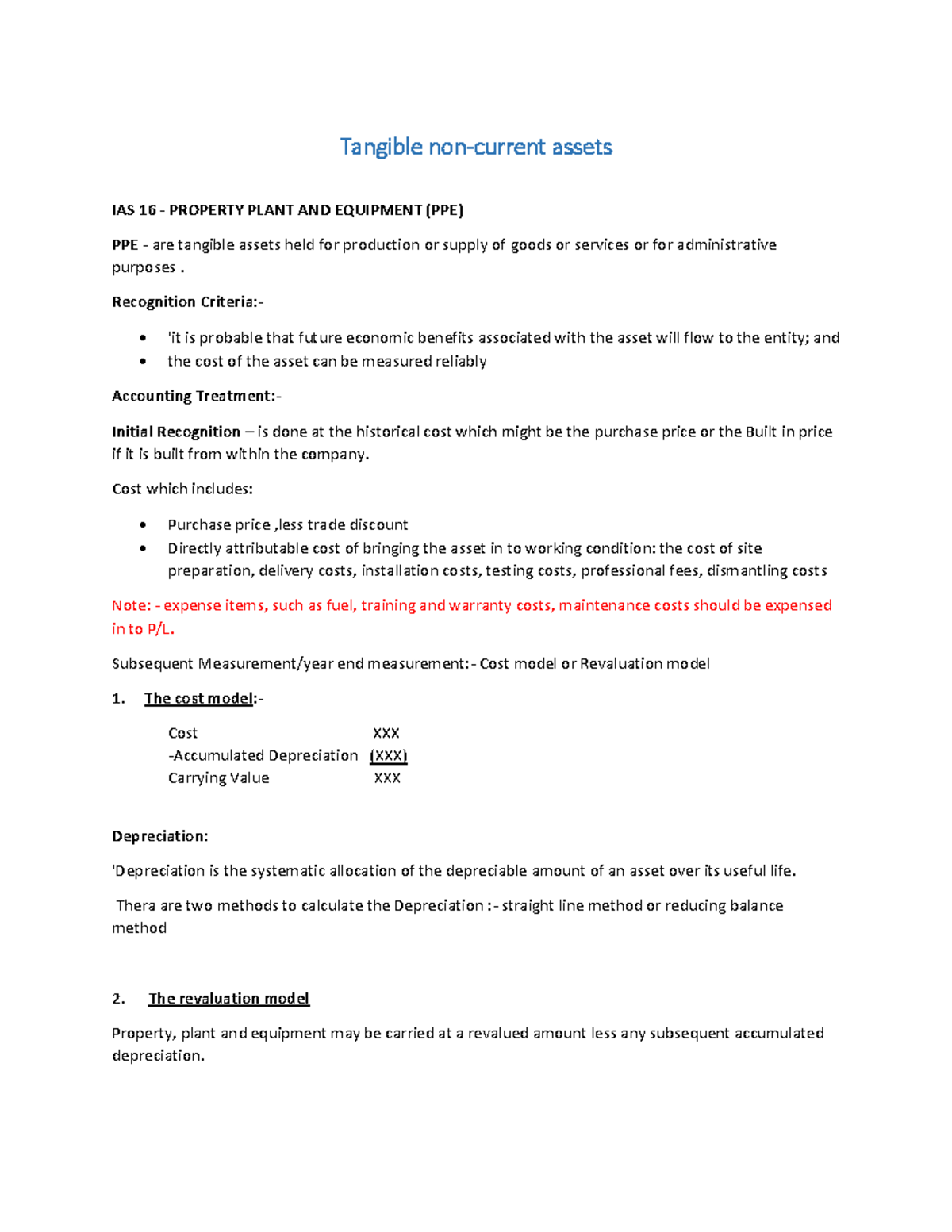 IAS 16 - This includes concepts. - Tangible non-current assets IAS 16 ...