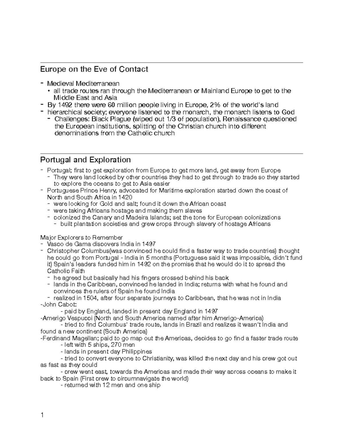 American Colonizations - Europe on the Eve of Contact Medieval ...