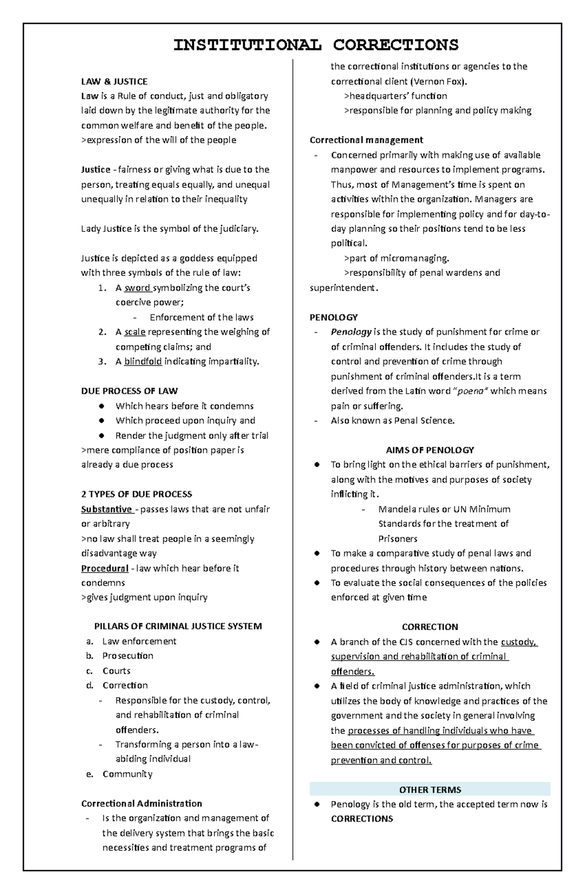 Institutional Corrections - INSTITUTIONAL CORRECTIONS LAW & JUSTICE Law ...