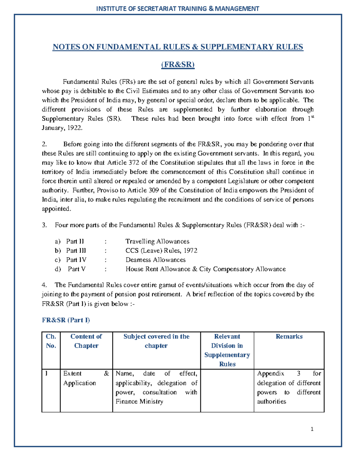 Fundamental Rules and are to yet no i make - INSTITUTE OF SECRETARIAT ...