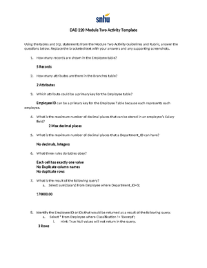 DAD 220 Module Three Major Activity Template - DAD 220 Module Three Major Activity Template ...