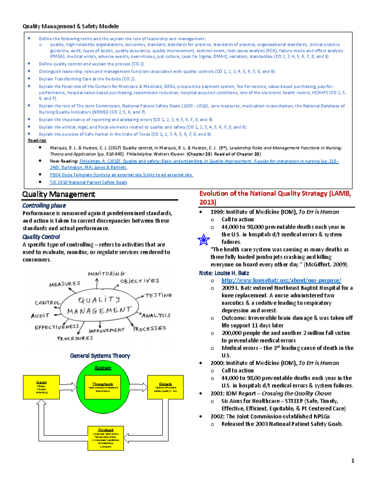Quality Management PS - Quality Management Controlling phase ...
