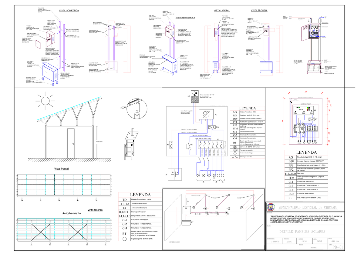 6.4 Detalle DE Panel Solar - Sausal - ####### ∠ 15° Vista frontal ...