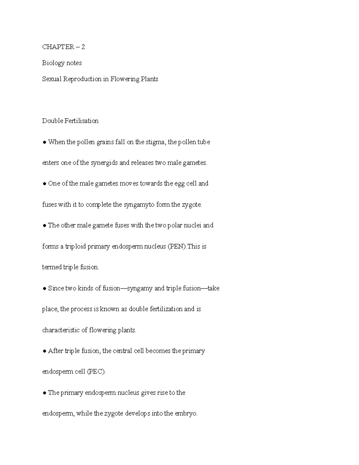 Chapter –2 Biology Notes 10 pt - CHAPTER – 2 Biology notes Sexual ...