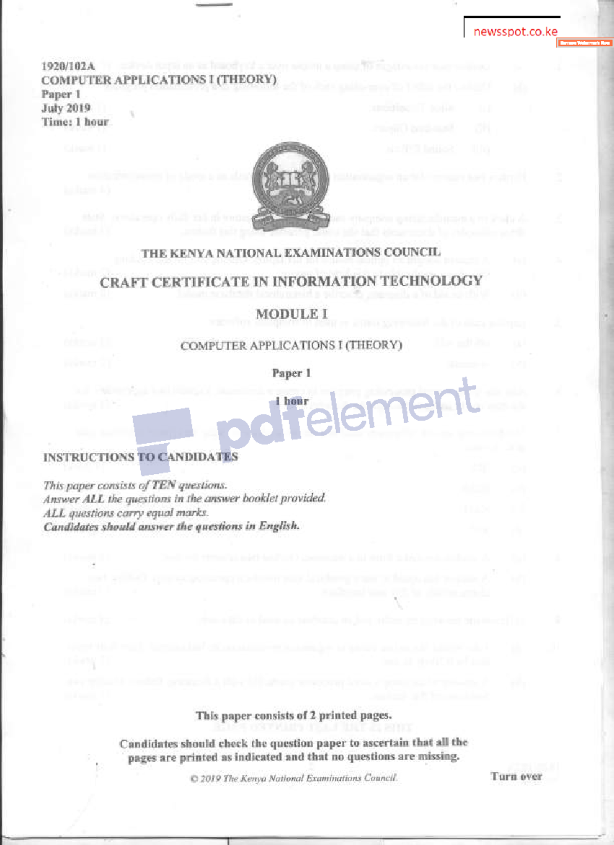 Computer Applications Theory 2019 - computer science - Studocu