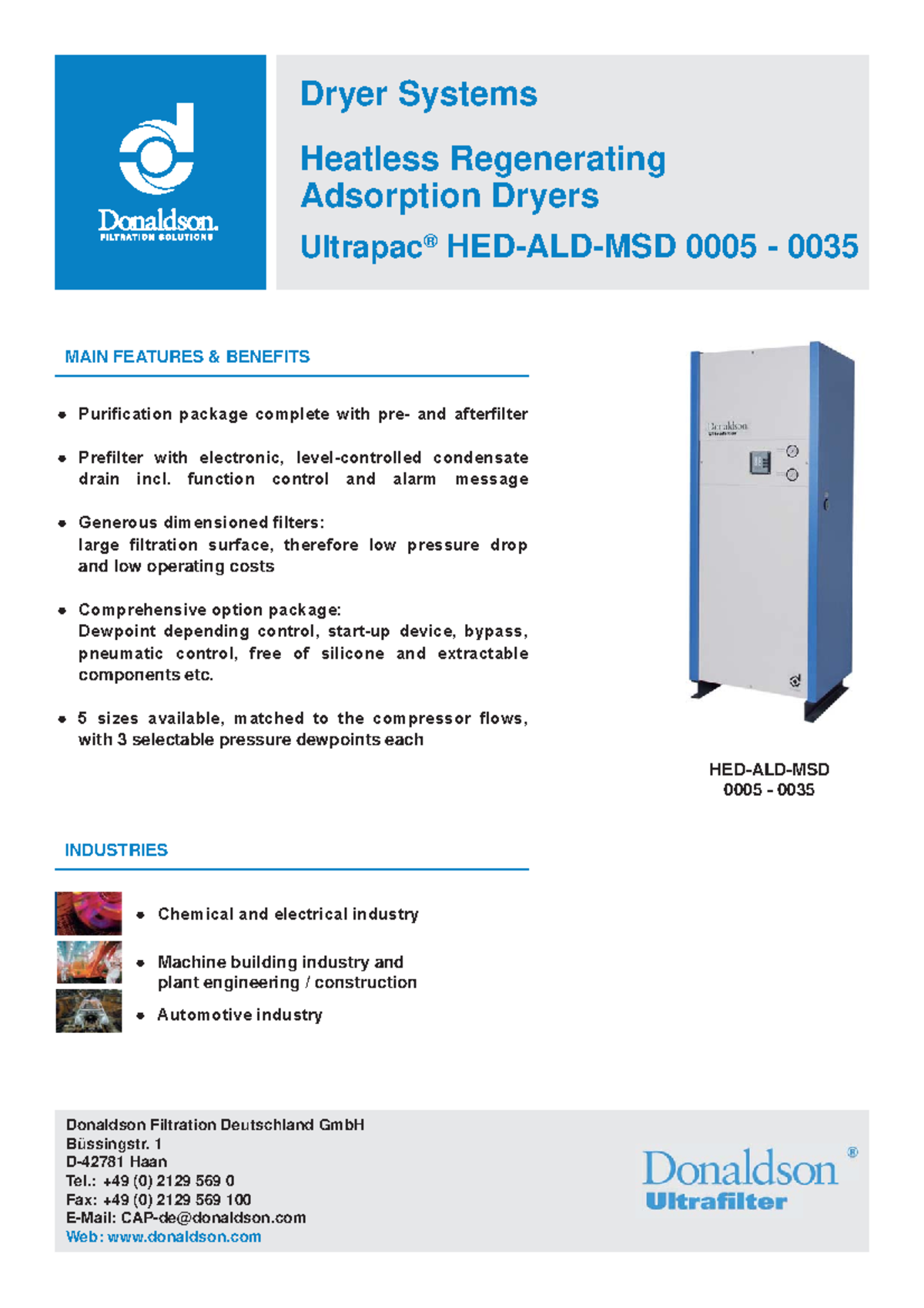 TDS HED-ALD-MSD 0005-0035 GB - MAIN FEATURES & BENEFITS Donaldson ...