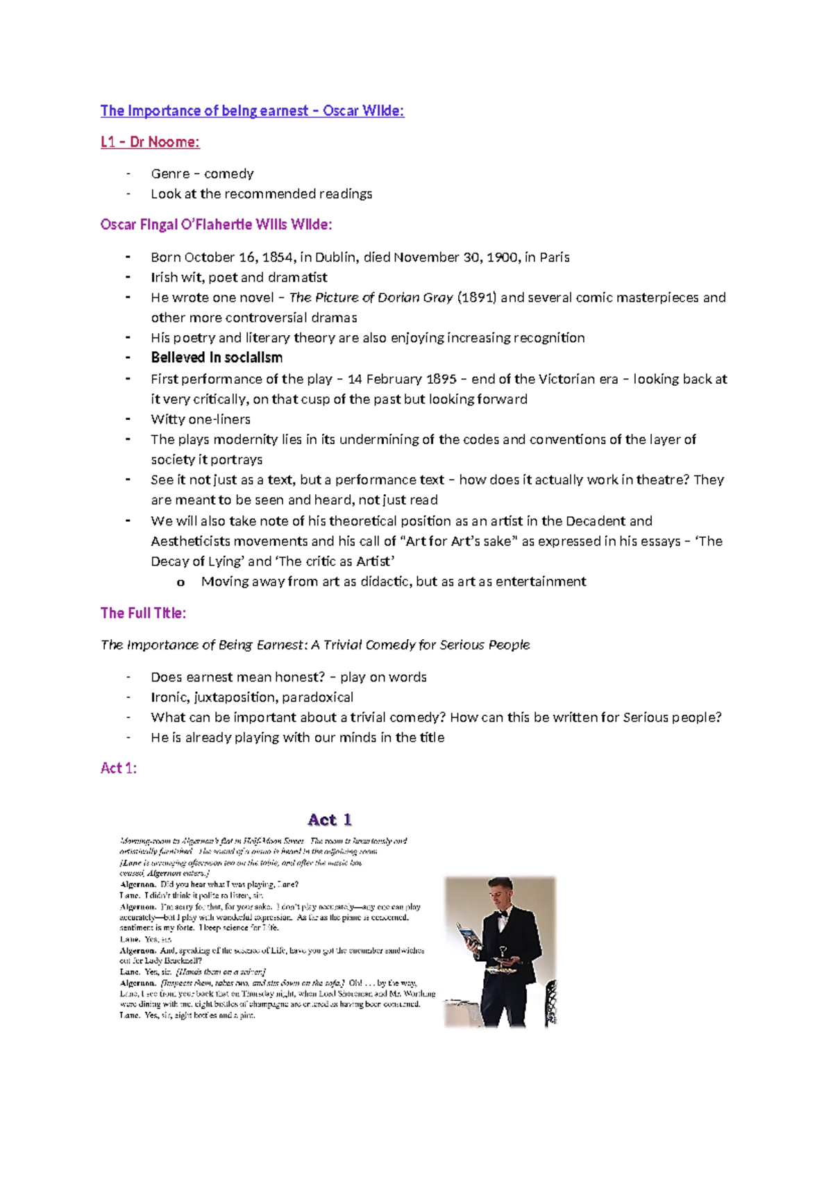 11. The importance of being earnest - Wilde - The importance of being ...