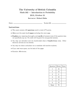 HW1 Solutions - Math 302, Assignment 1 Solutions (1) Let S = { 1 , {}, c} be a sample space ...