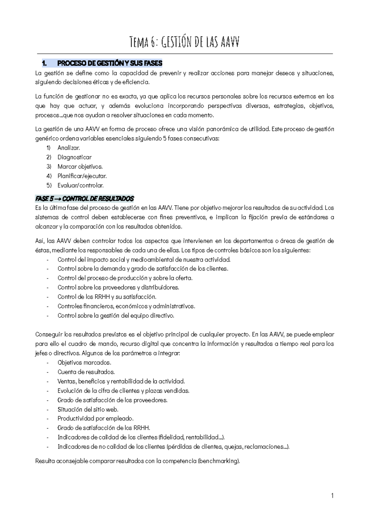 TEMA 6 - Turoperadores Y AAVV - Tema 6: GESTIÓN DE LAS AAVV 1. PROCESO ...