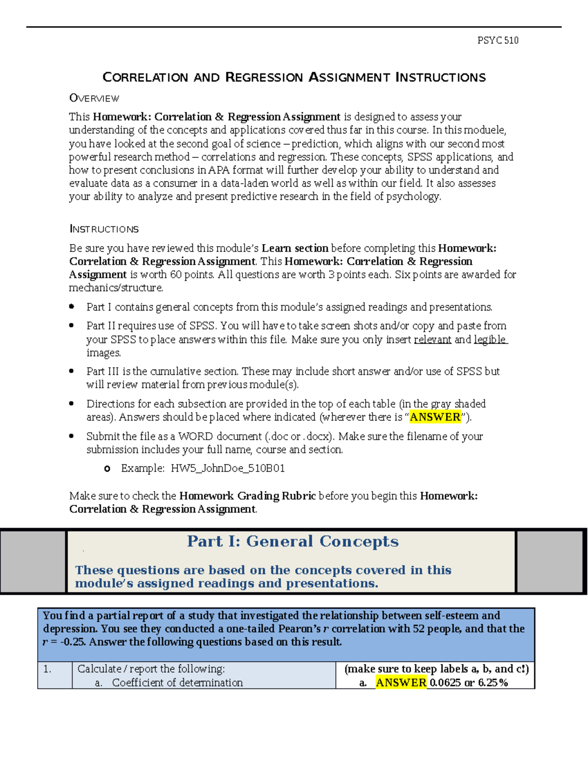 Week 5 Correlation and Regression HW.docx - CORRELATION AND REGRESSION ASSIGNMENT INSTRUCTIONS ...
