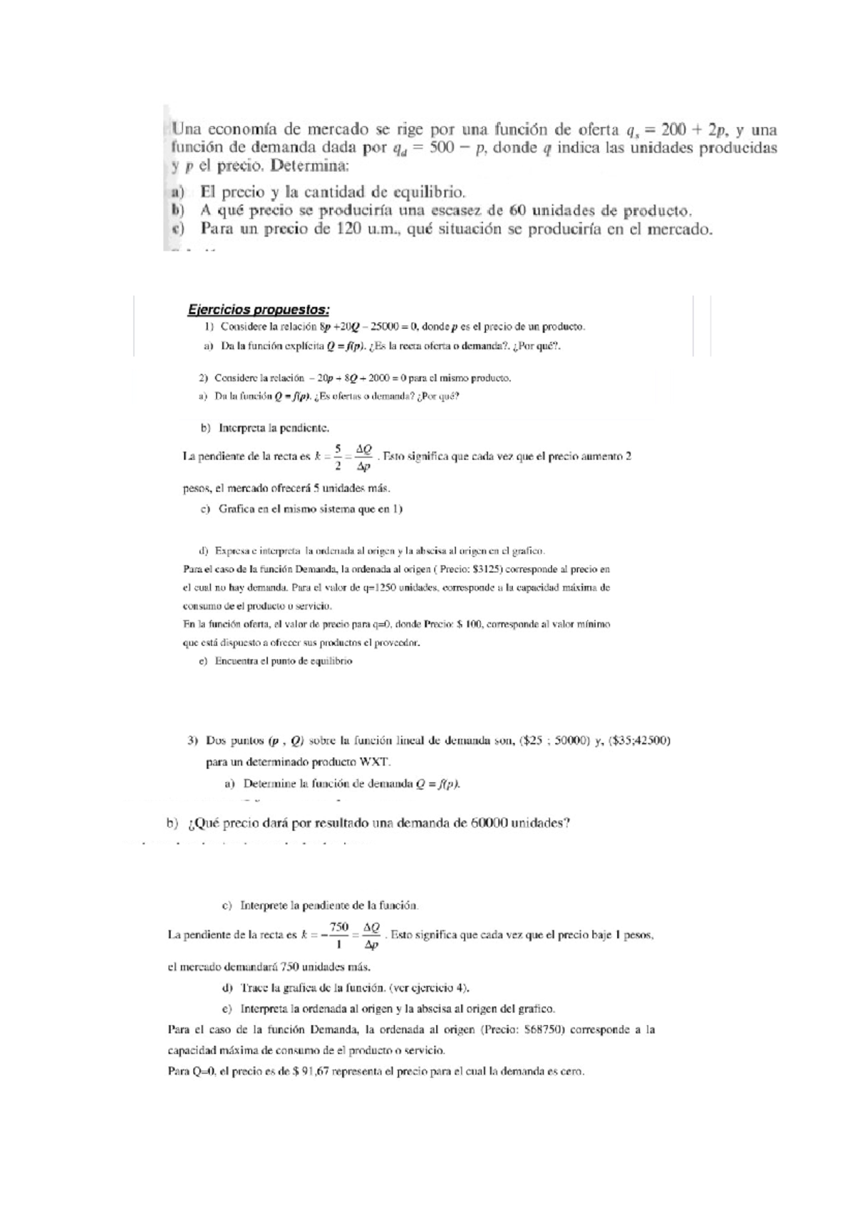Ejercicios DE Oferta Y Demanda Aplicando Funcion Lineal - 4.- Las ...