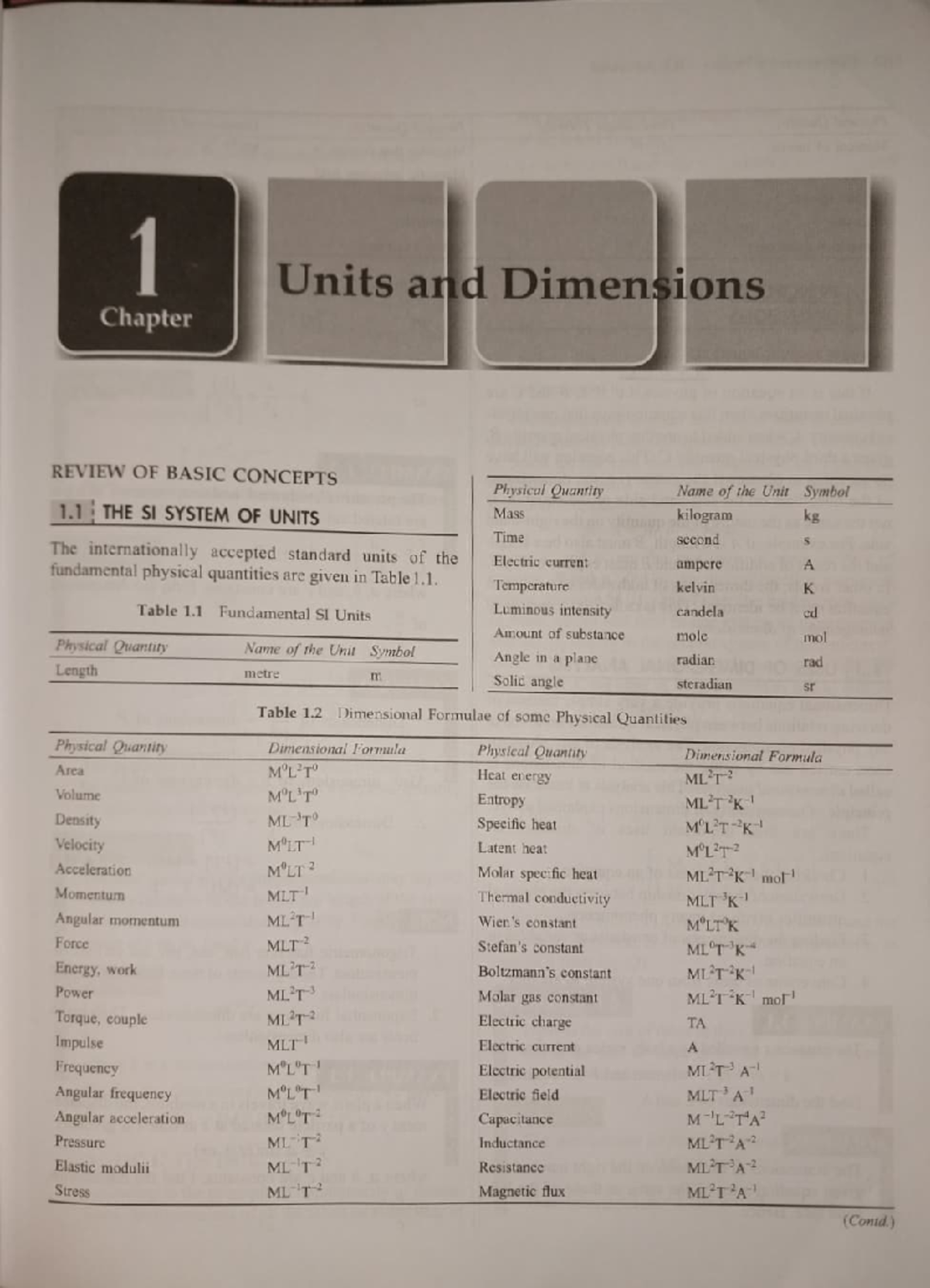 Physics Topic - Units and Dimensions - 1 Units arnd Dimensions Chapter ...