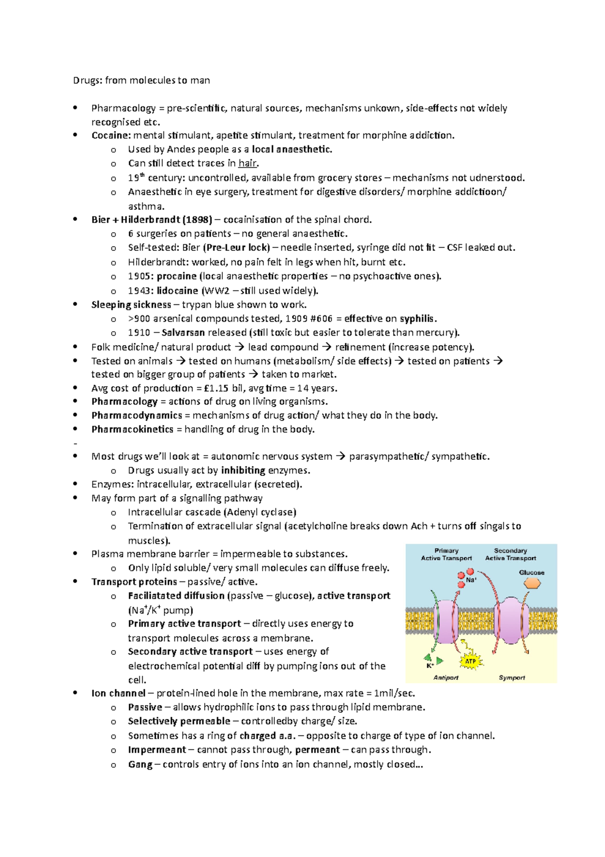 Drugs notes - Drugs: from molecules to man Pharmacology = - Studocu