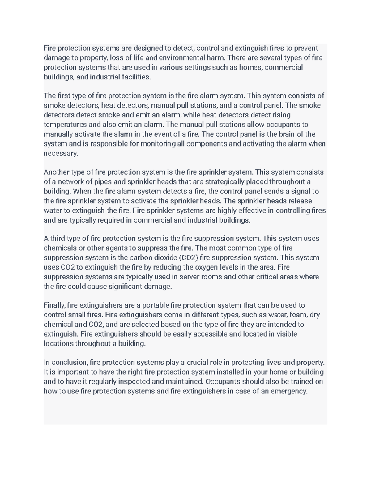 Fire protection systems - There are several types of fire protection ...