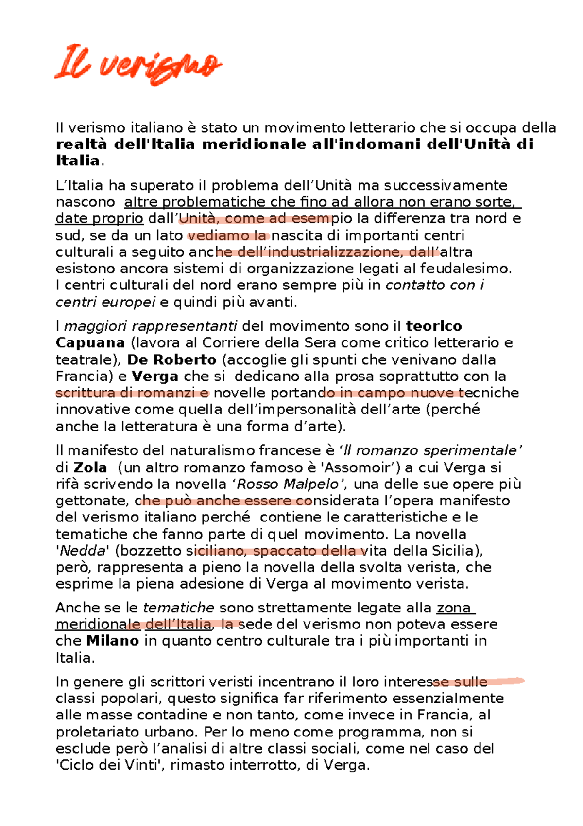 Verga e il verismo - Molto semplice - II verismo italiano è stato un movimento letterario che si ...