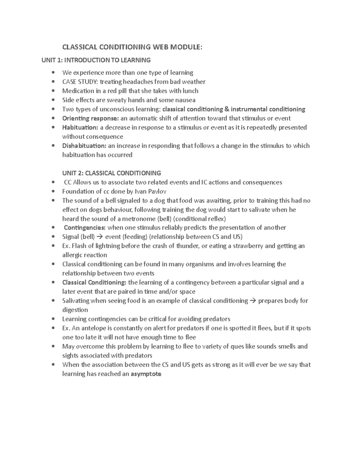 Classical Conditioning WEB Module - CLASSICAL CONDITIONING WEB MODULE ...