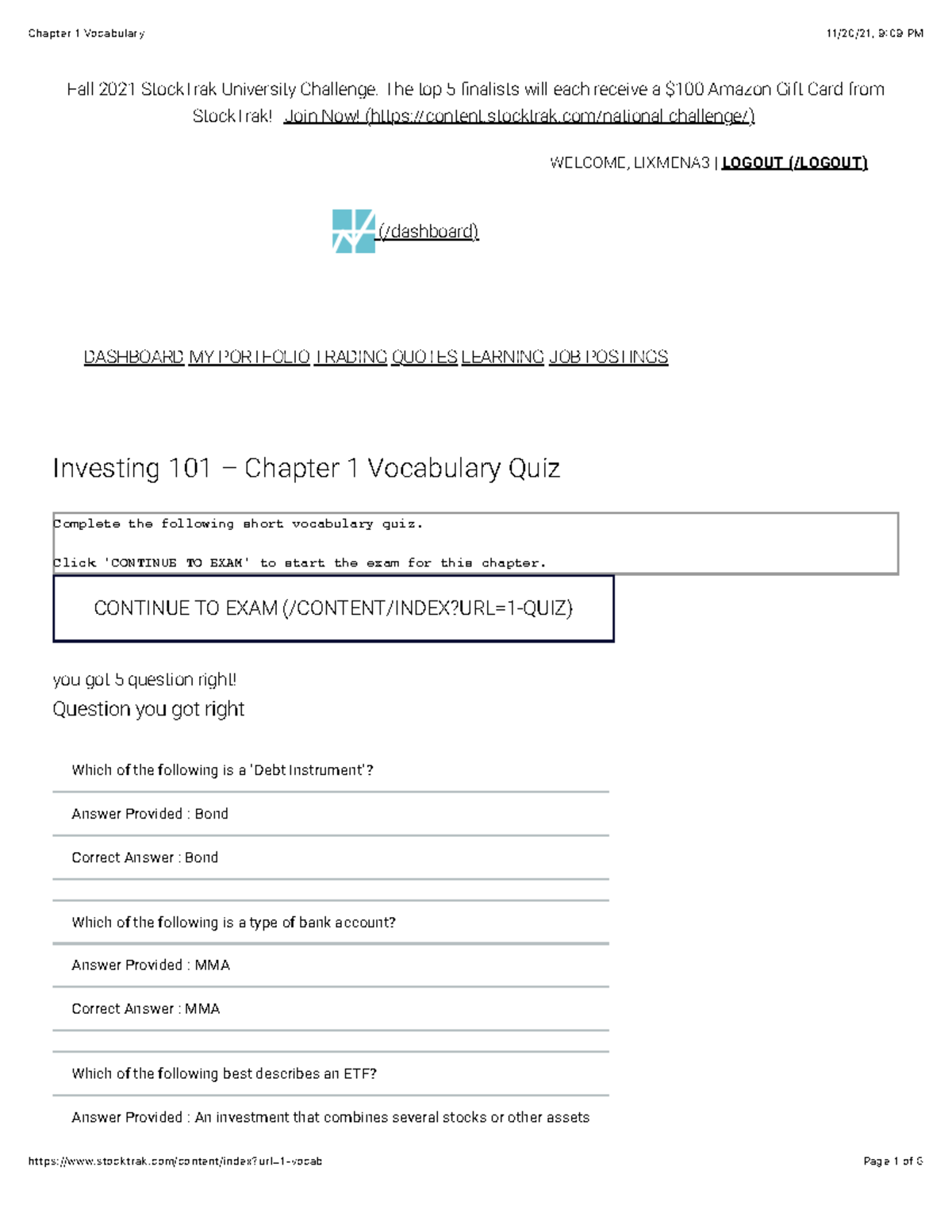 Chapter 1 Vocabulary Quiz - Chapter 1 Vocabulary 11/20/21, 9:09 PM ...