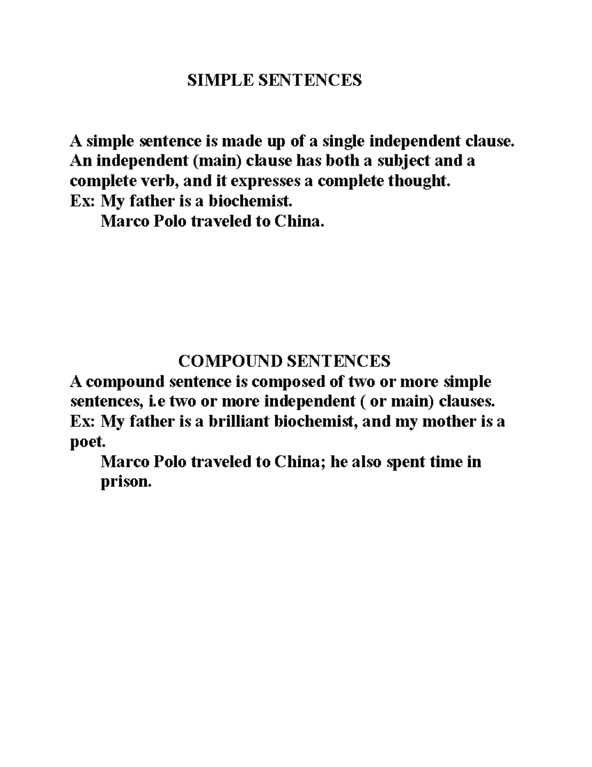 Compound complex coordination subordination - SIMPLE SENTENCES A simple ...