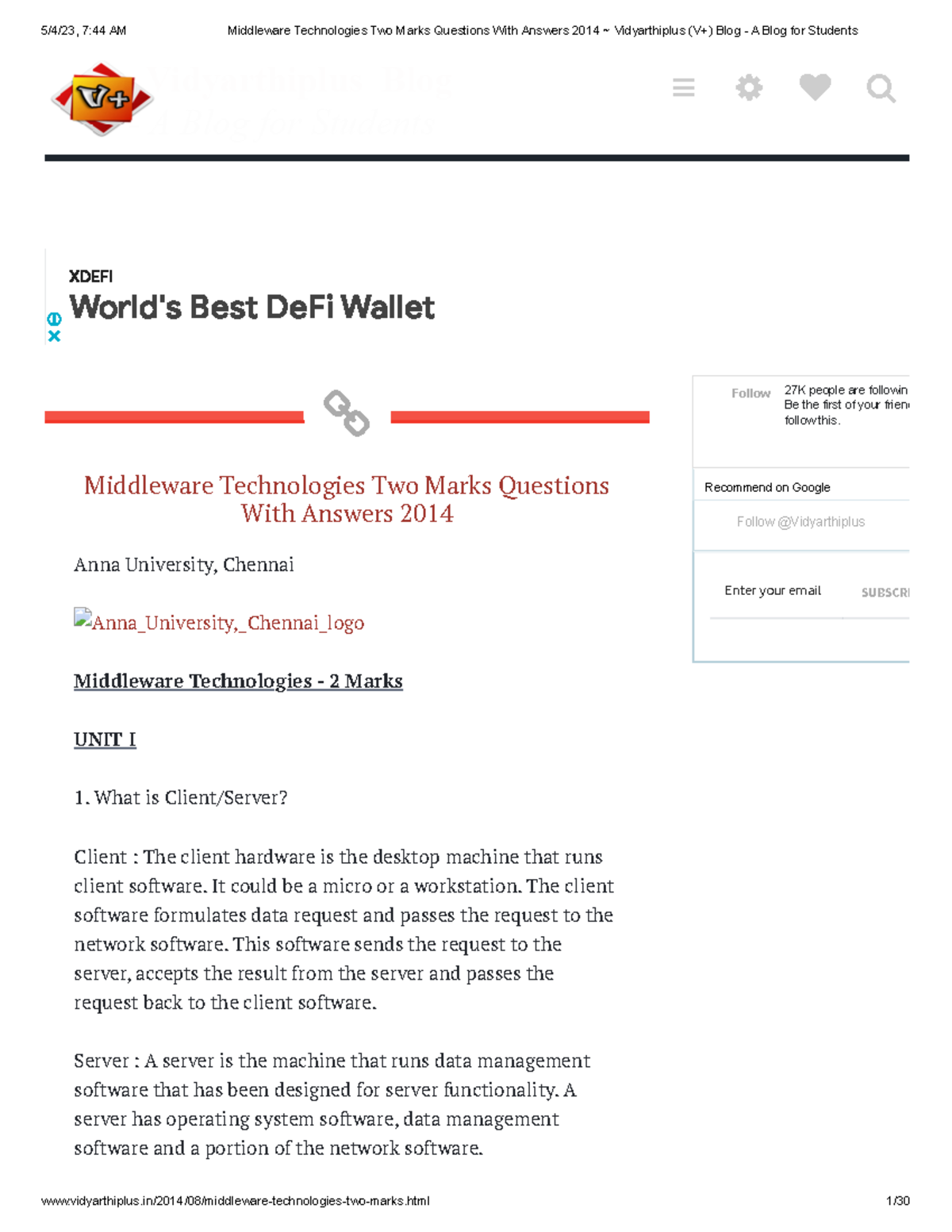 Middleware Technologies Two Marks - Enter your email SUBSCRI Subscribe ####### 27K people are ...