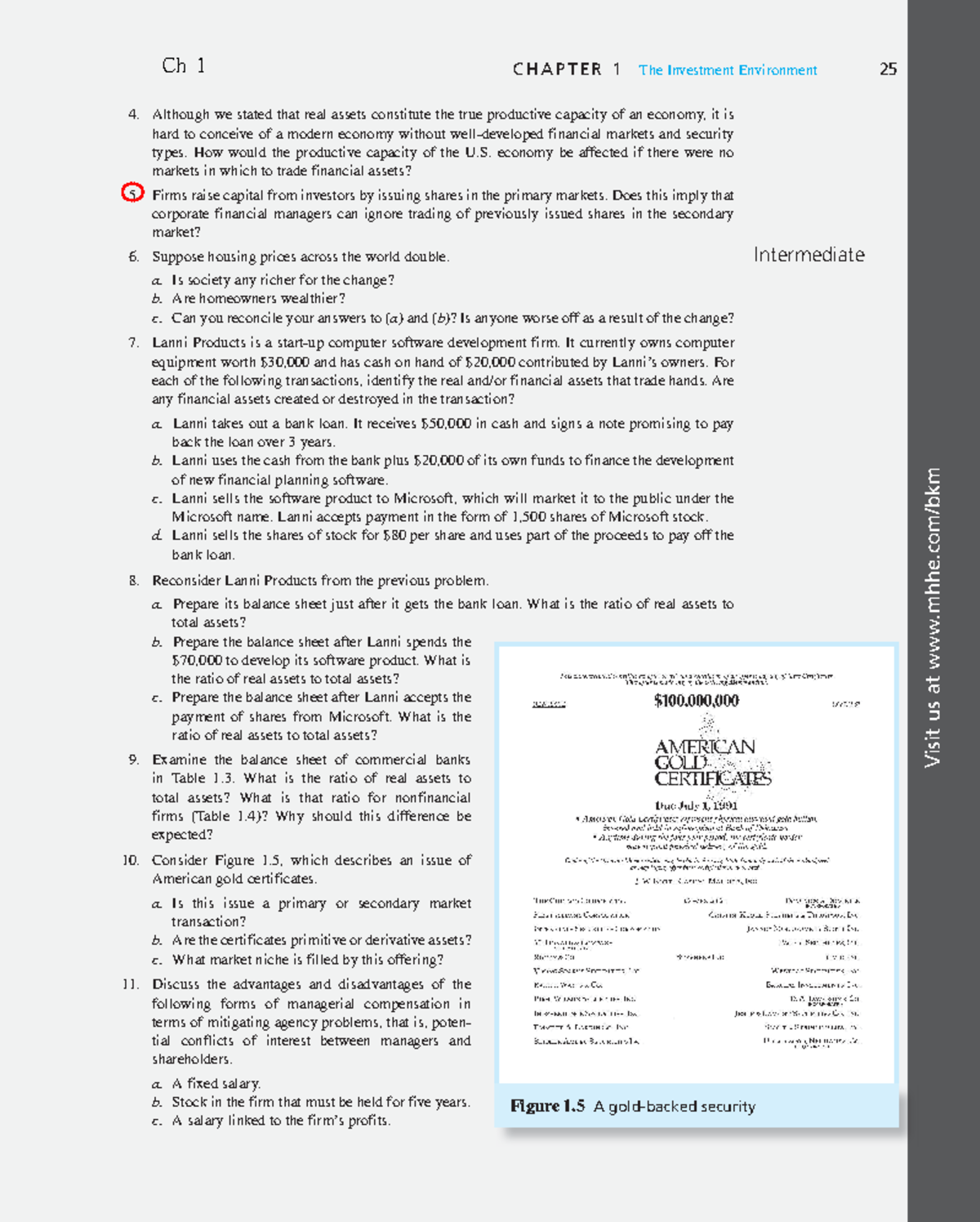 Book Questions - Visit us at mhhe/bkm CHAPTER 1 The Investment Environment 25 Although we stated ...