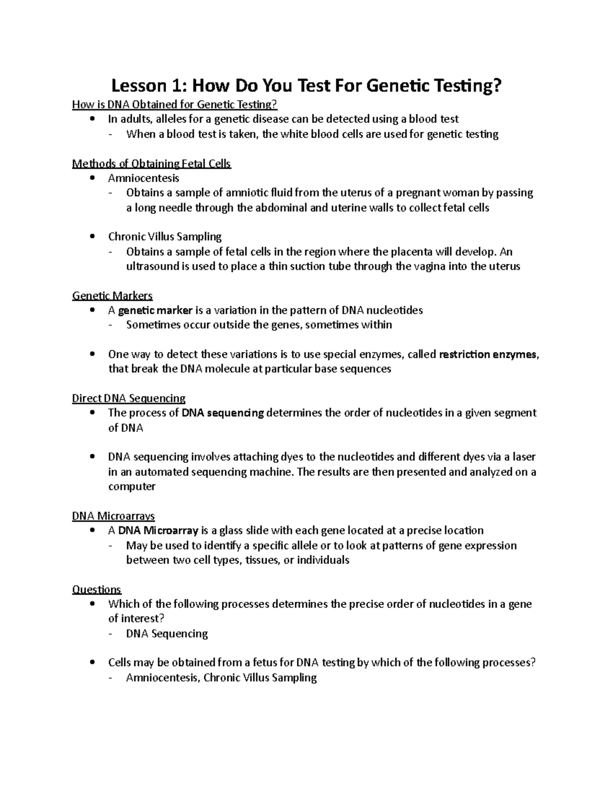 Lesson 1 How Do You Test For Genetic Testing - Lesson 1: How Do You ...
