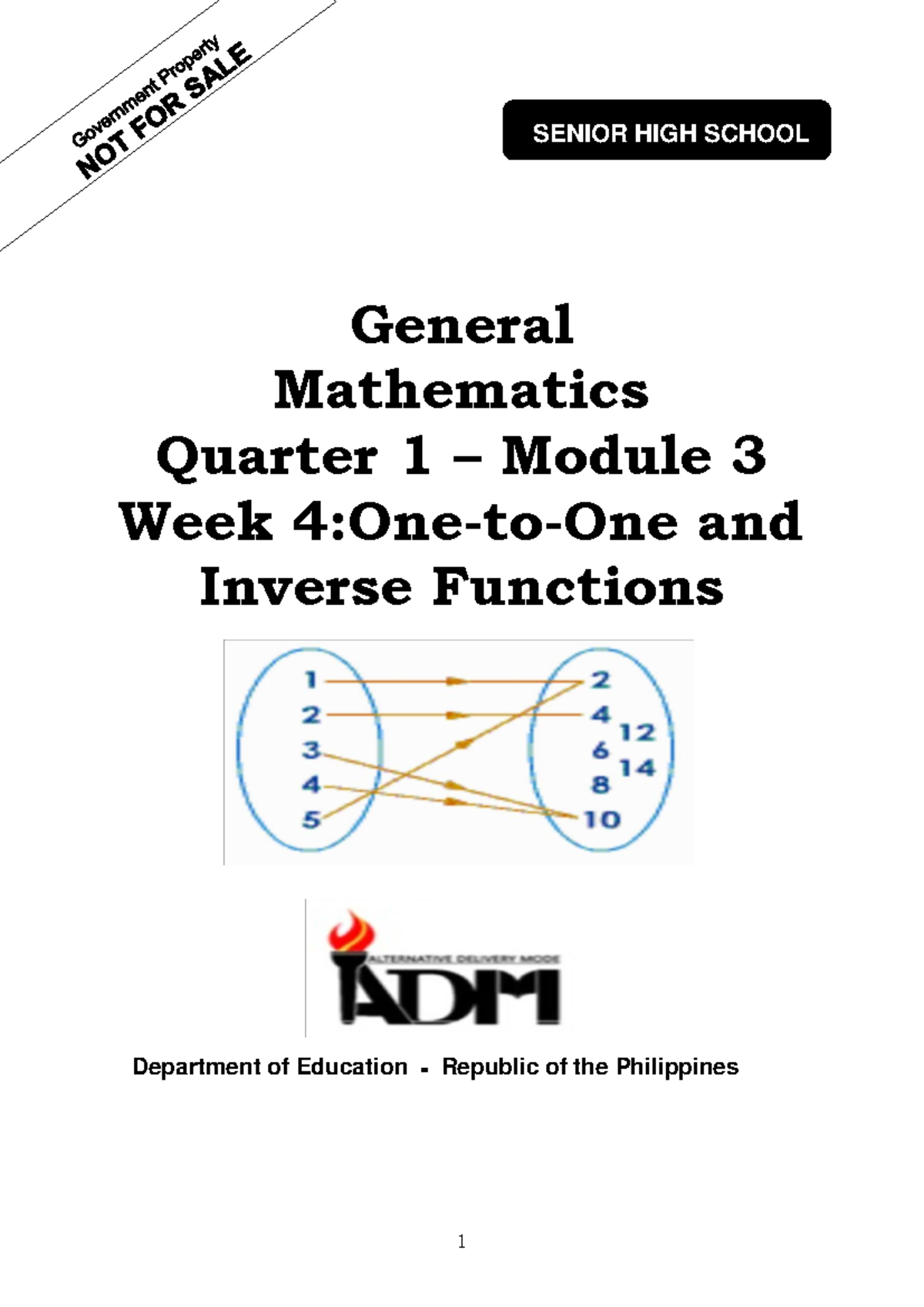 Gen Math 11 Q1 Mod3 One-to-One and Inverse Function Version 3 - SENIOR ...