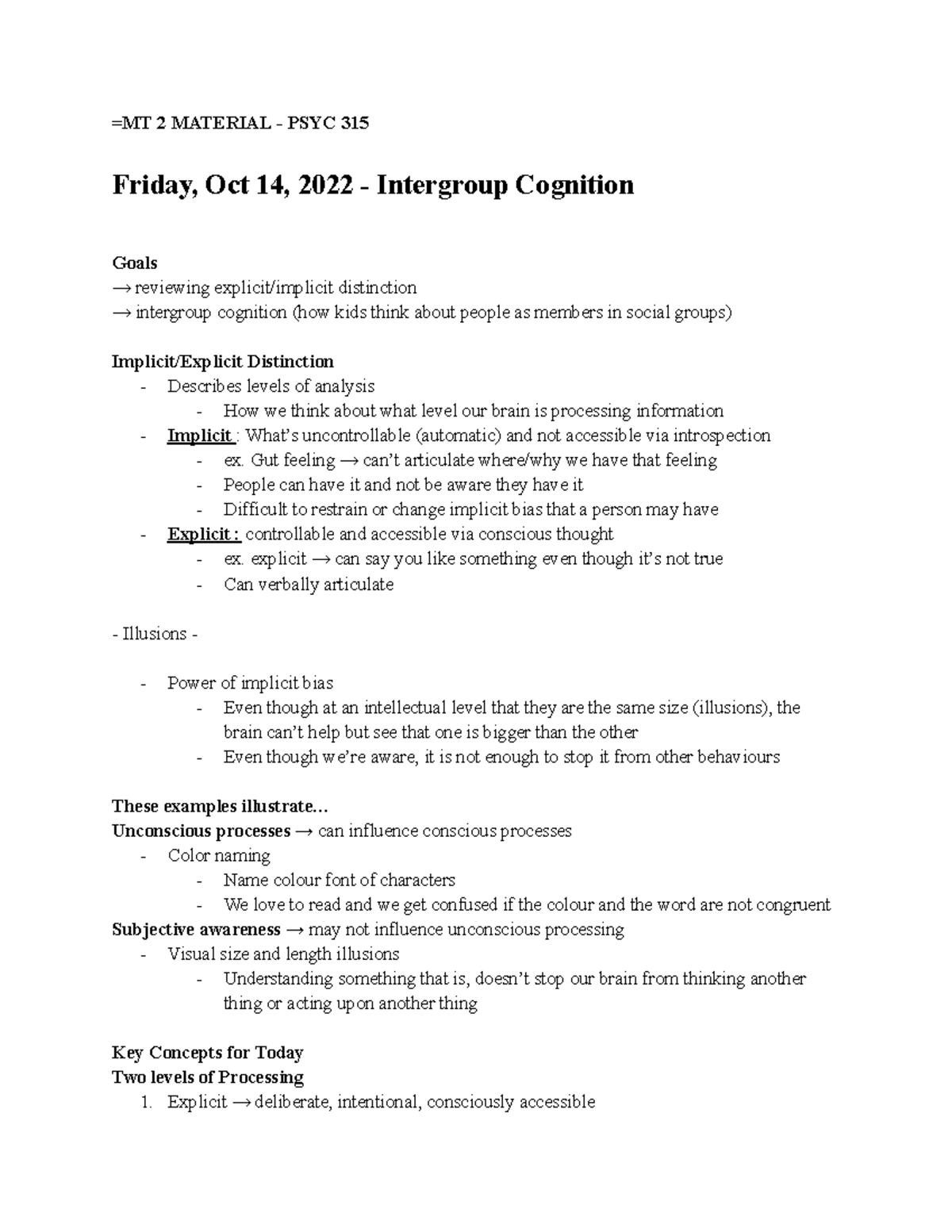 Psyc 315 w12022- mt 2 - Google Docs - =MT 2 MATERIAL - PSYC 315 Friday, Oct 14, 2022 ...