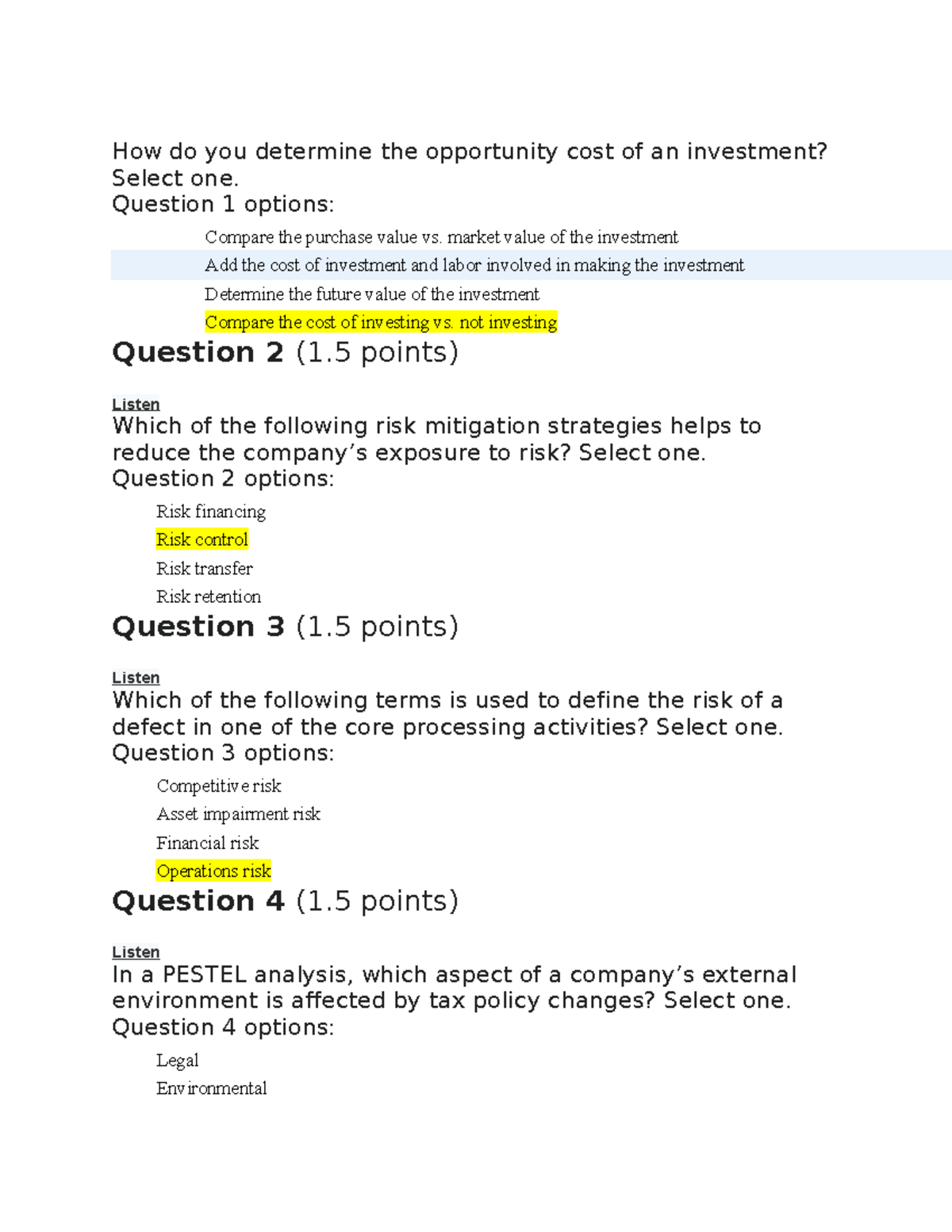 MBA 620 Quiz - MBA 620 Module 5 Quiz - How do you determine the ...