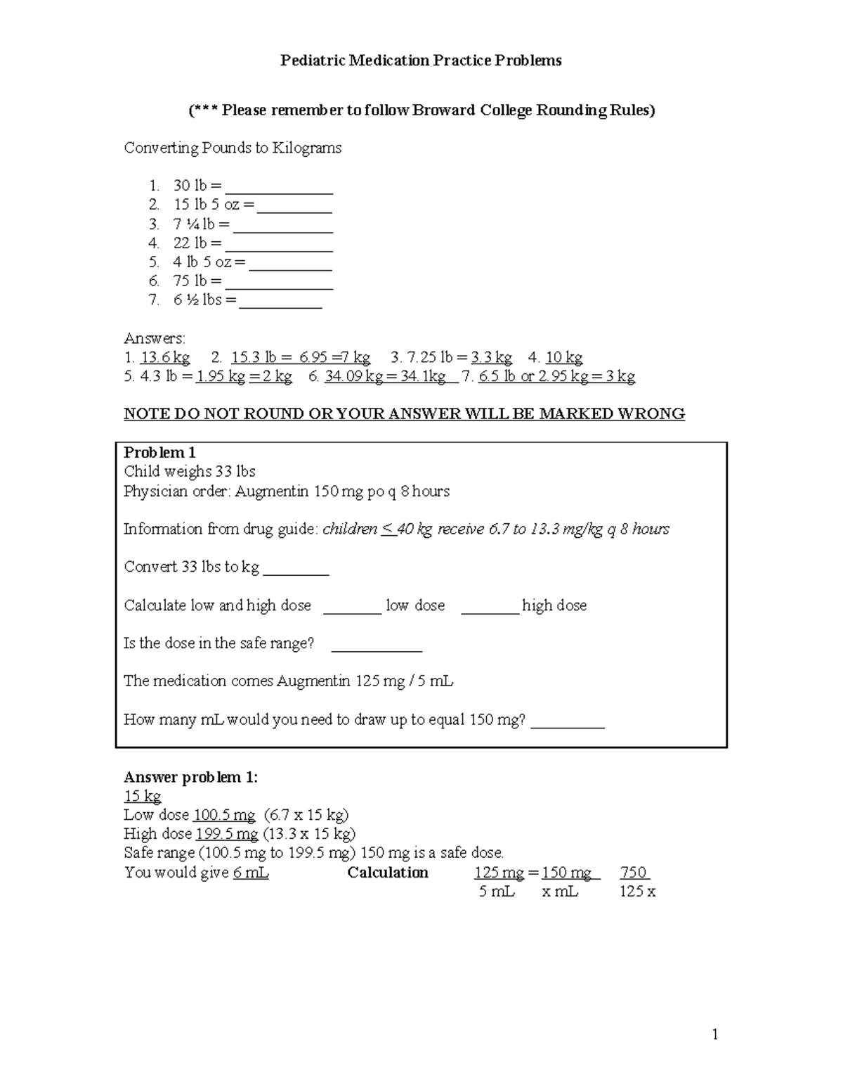 Pediatric Practice Problems Working Please Remember To Follow