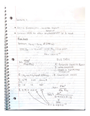 Equilibrium And Thermodynamics - Chem 161 - Western - Studocu