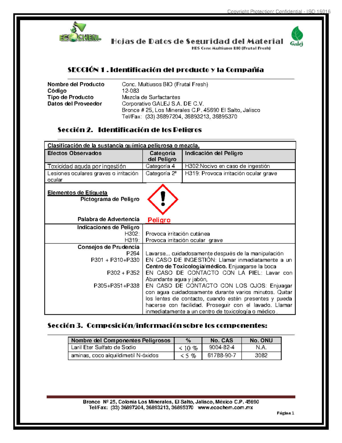 HDS Concentrado Multiusos BIO (Frutal Fresh) - Hojas de Datos de ...