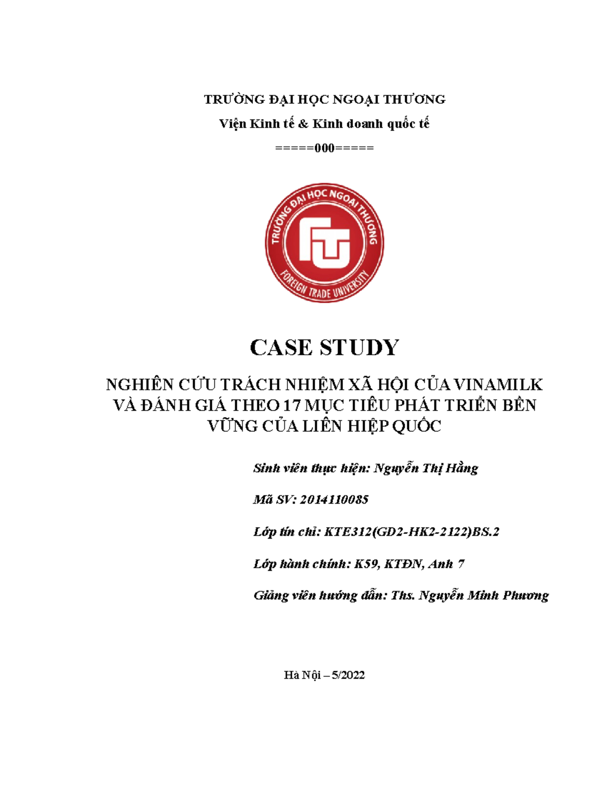 KTKD - Thầy Toàn - TRƯỜNG ĐẠI HỌC NGOẠI THƯƠNG Viện Kinh tế & Kinh ...