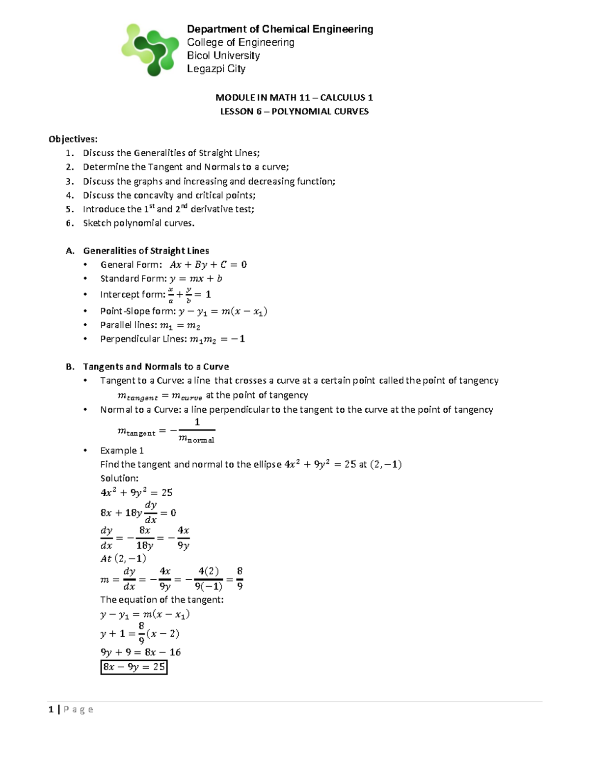 Module in Math 11 Lesson 6 - Polynomial curves - MODULE IN MATH 11 ...