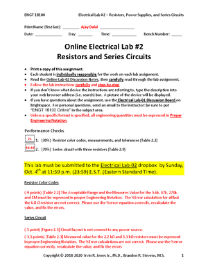 Revised Ajay Dalal - LAB 2 Resistors and Series Circuits - ENGT 181 ...