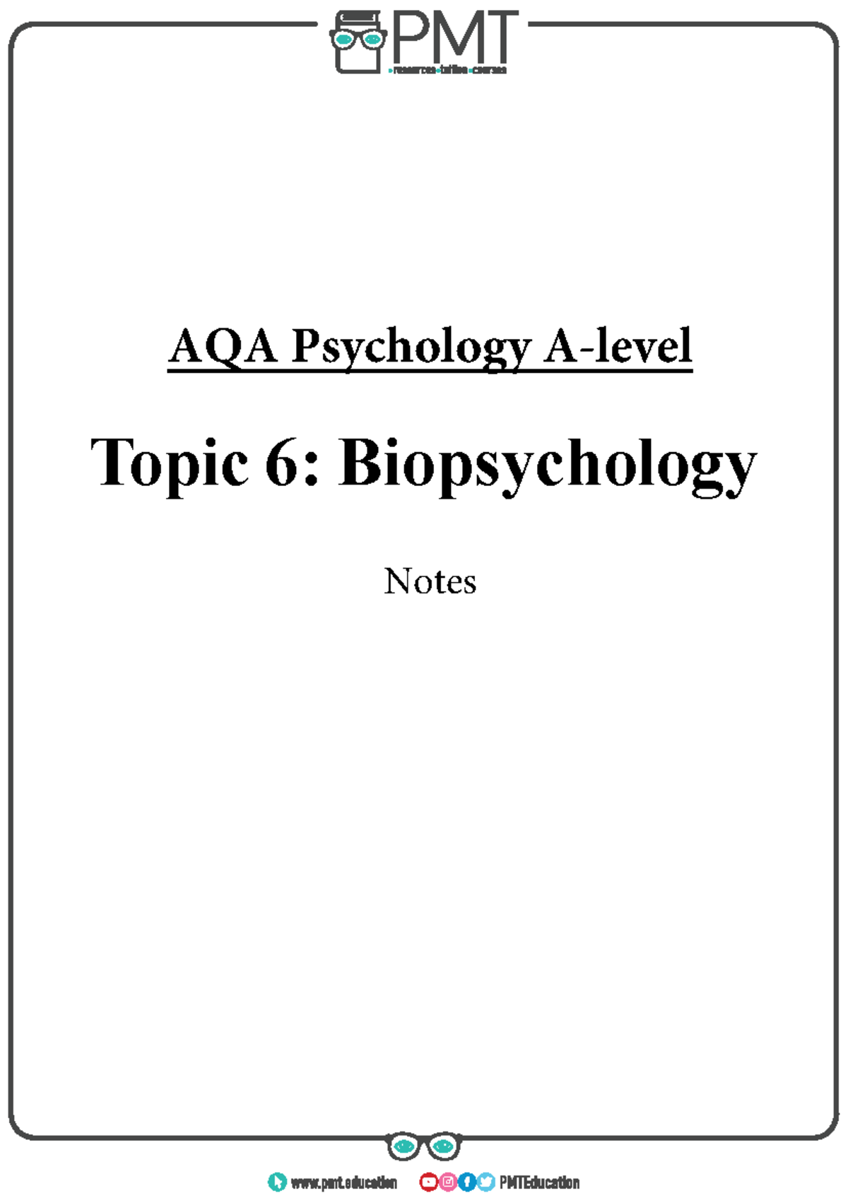 Detailed Notes - AQA Psychology A-level Notes Topic 6: Biopsychology ...
