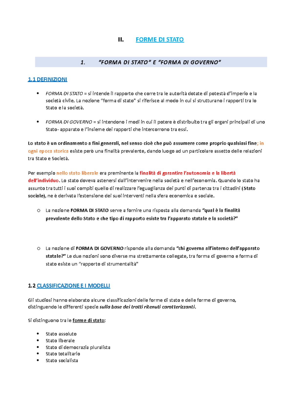 2. Forme DI Stato - II. FORME DI STATO 1. “FORMA DI STATO” E “FORMA DI ...