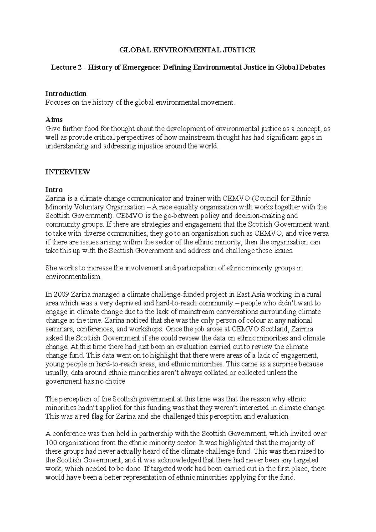 History of Emergence- Defining Environmental Justice in Global Debates ...