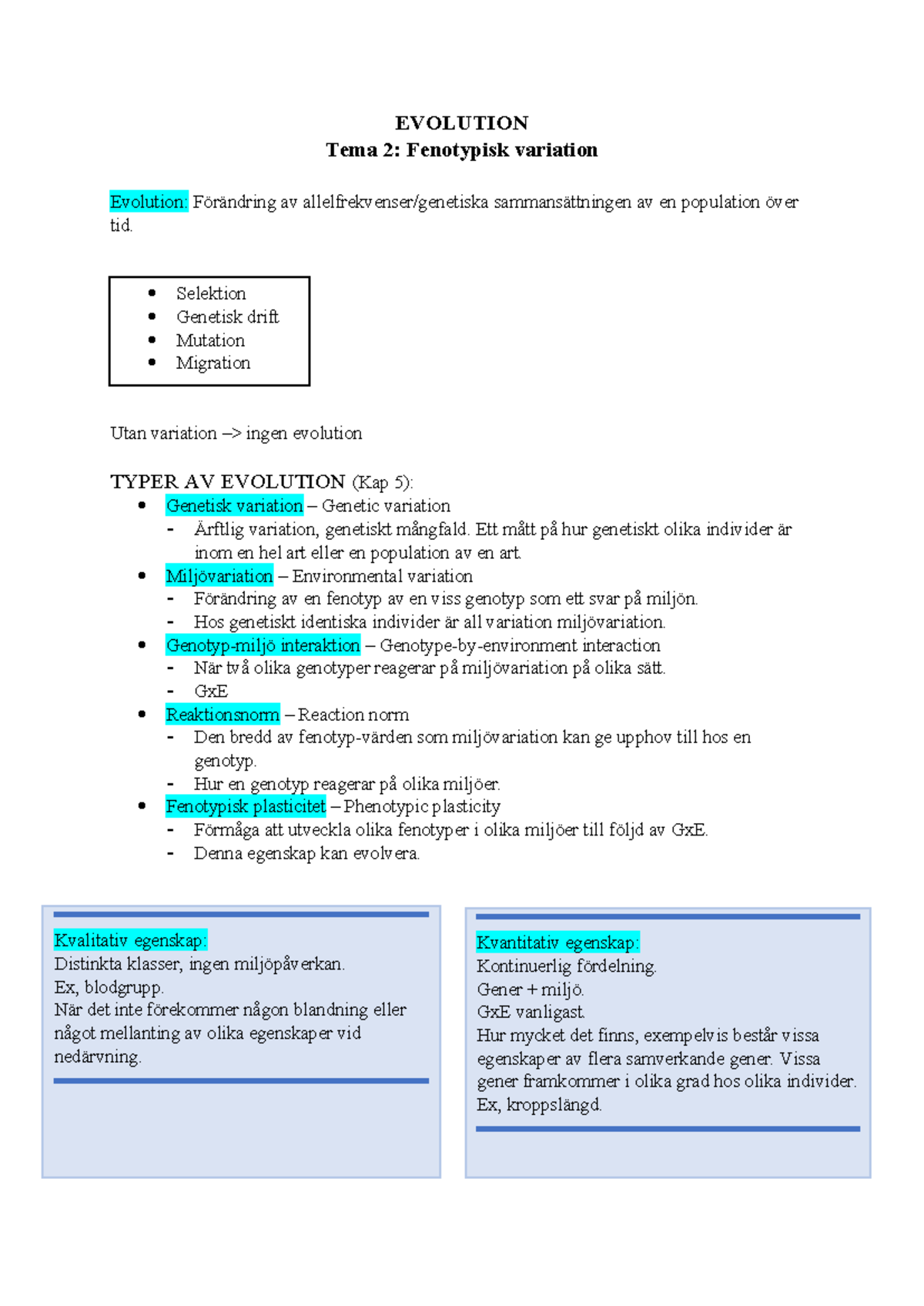 Tema 2 Fenotypisk variation - EVOLUTION Tema 2: Fenotypisk variation Evolution: Förändring av ...