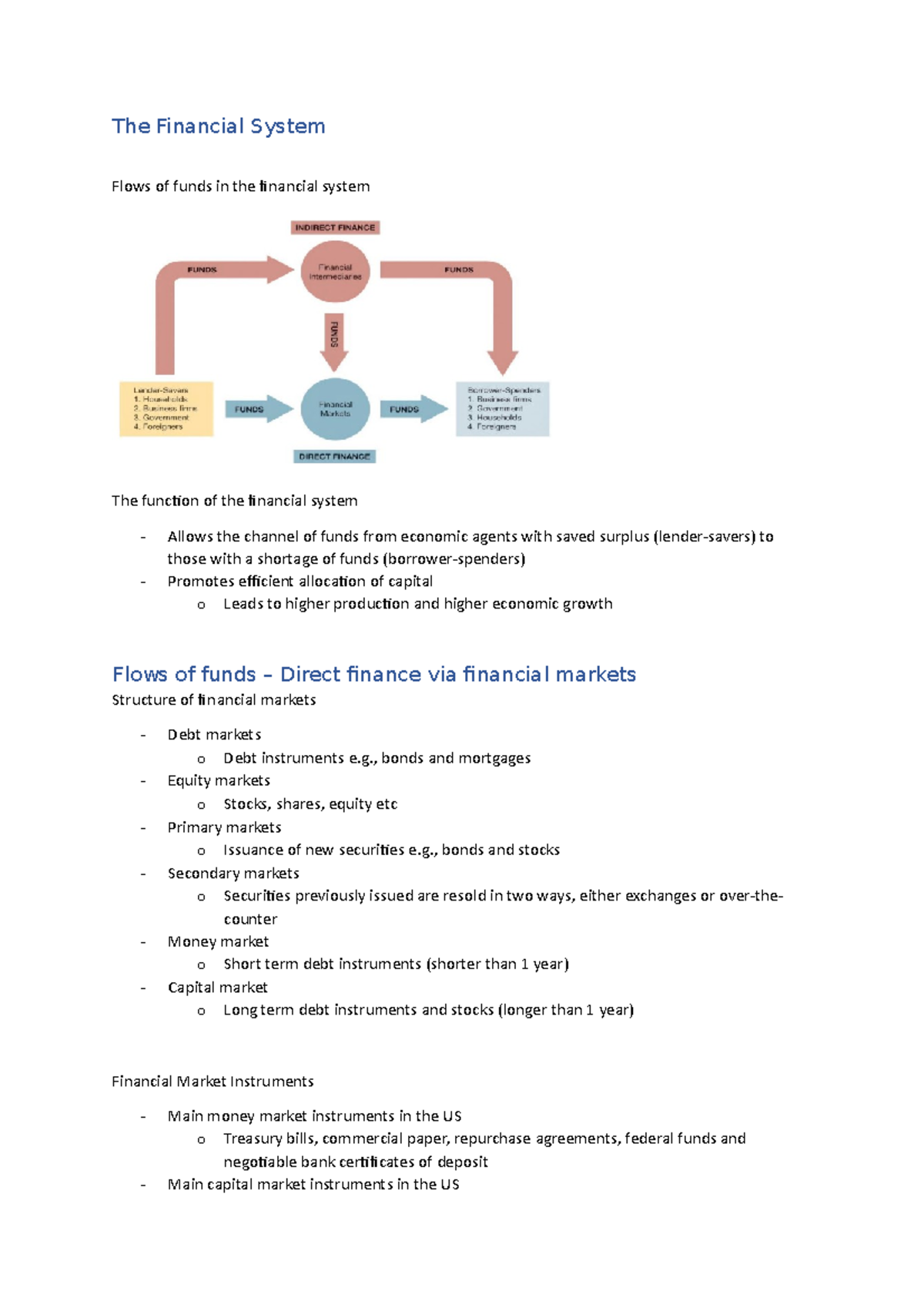 Lecture 5 - The Financial System Flows of funds in the financial system ...