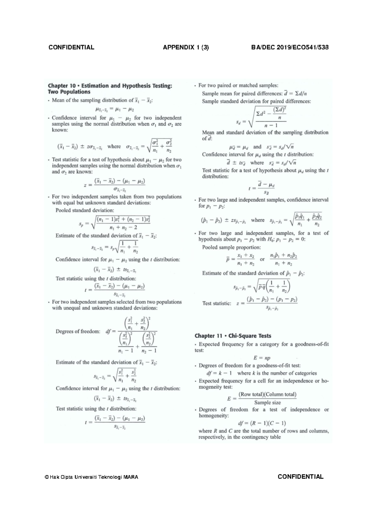 Appendix 1(3) Formula - Statistical Method - CONFIDENTIAL APPENDIX 1 (3) BA/DEC 2019/ECO541 ...