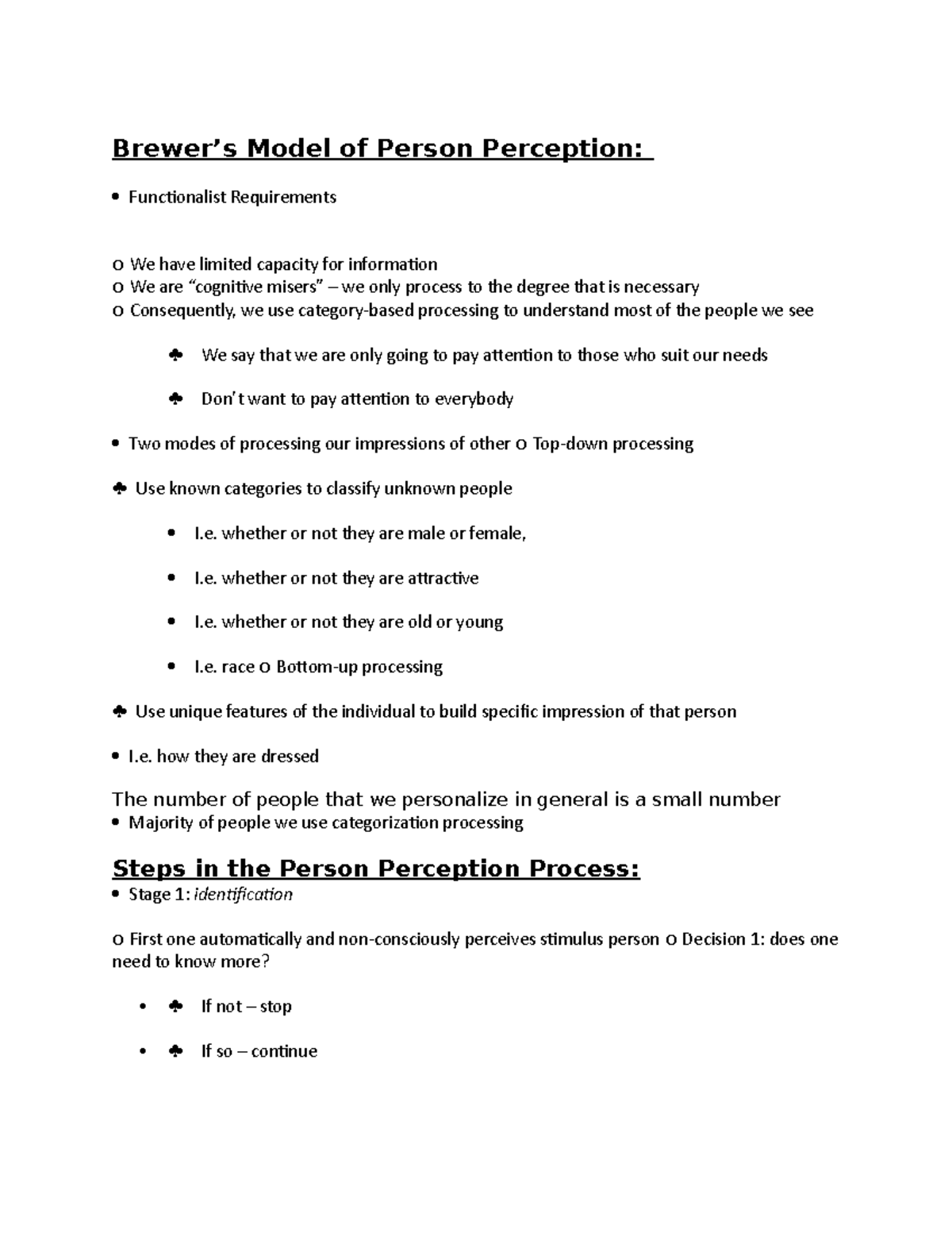Brewer psychology - PSYC 101 - Brewer’s Model of Person Perception ...
