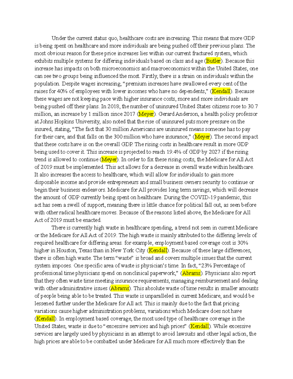 Econ Position Paper - Under the current status quo, healthcare costs ...