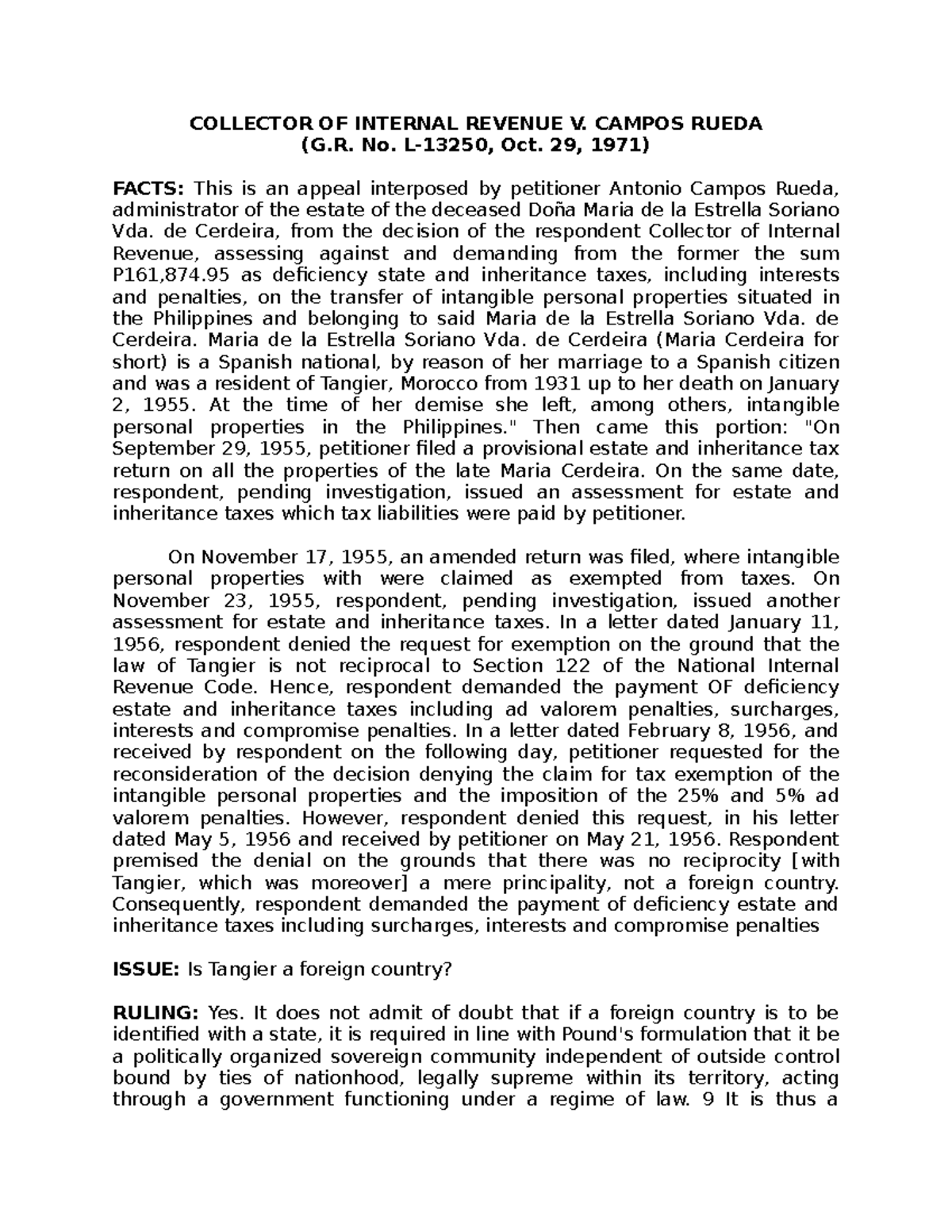 Collector OF Internal Revenue V. Campos Rueda - COLLECTOR OF INTERNAL ...