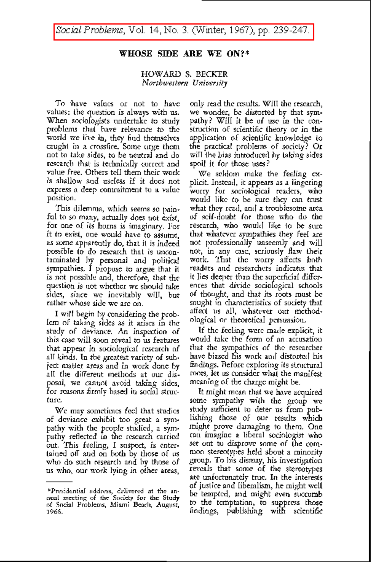 Becker 1967-Whose Side Are We On - WHOSE SIDE ARE WE ON?* HOWARD S ...