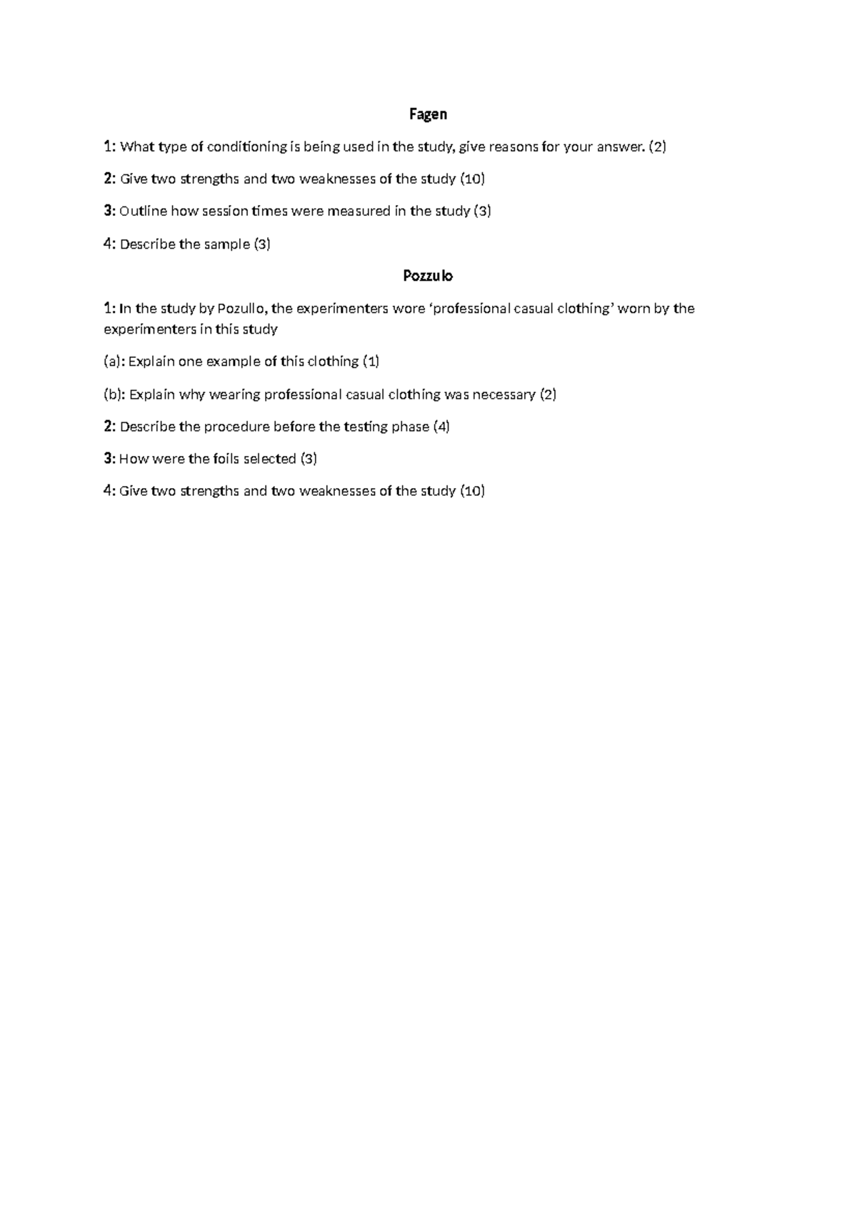 Fagen - Fagen 1: What type of conditioning is being used in the study ...